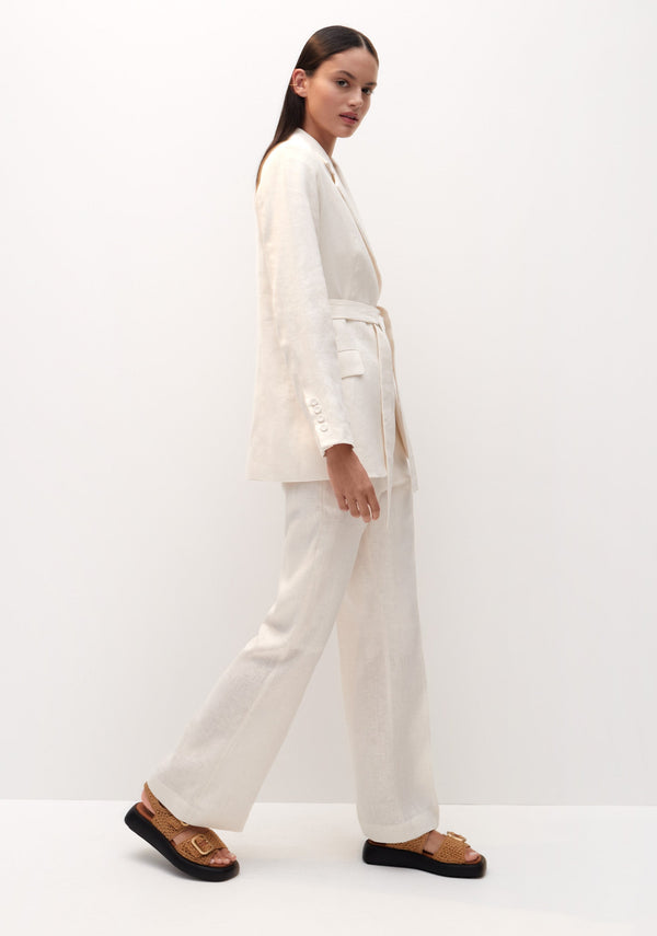 Annie Linen Pant - Ivory - OAK + BAY